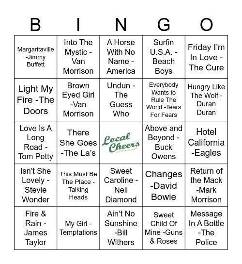 80s-Classic Music Bingo with Conner Pittman! Bingo Card