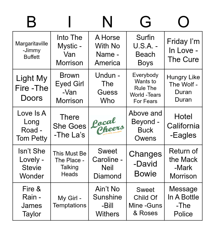 80s-Classic Music Bingo with Conner Pittman! Bingo Card