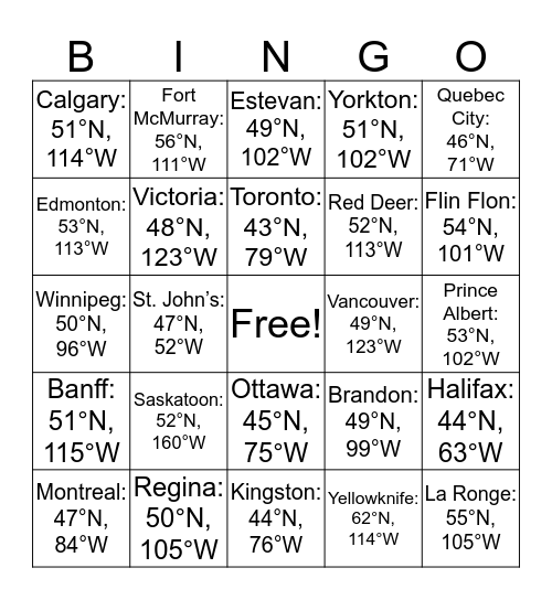 Sheet 1 Bingo Card