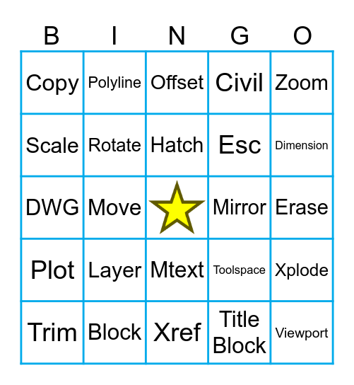AutoCAD Bingo Card
