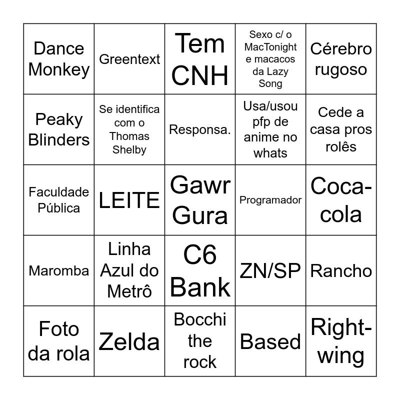 Edu Bingo Card