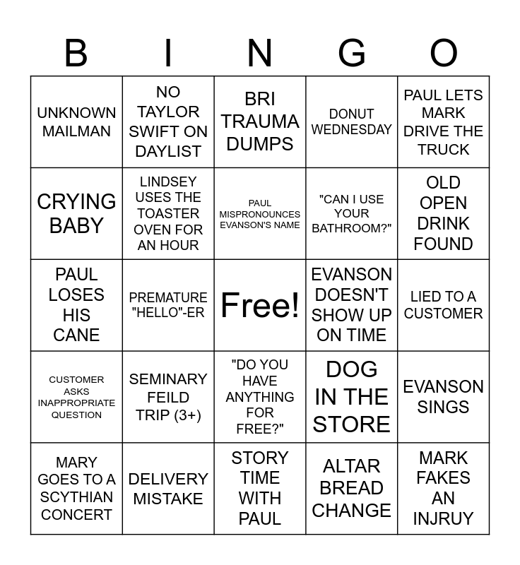 DCS BINGO Card