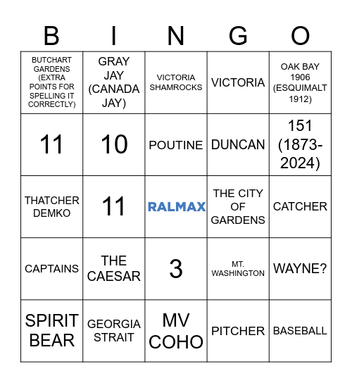 ANSWER CARD Bingo Card