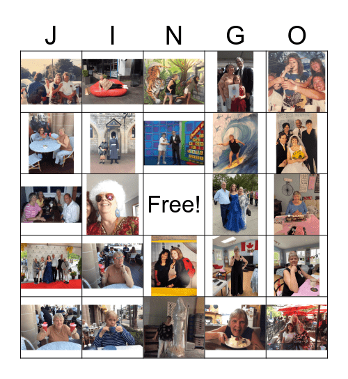 Jo’s 60th Birthday Bingo Card