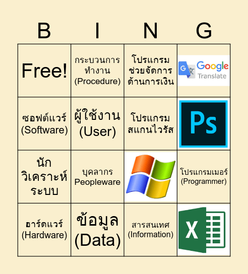 Computer Bingo Card
