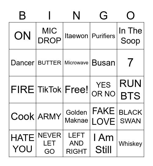 Cooky Bingo Card