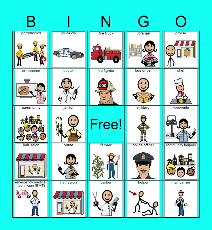 Community Helper Bingo Card