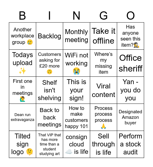 Sign Bingo Card