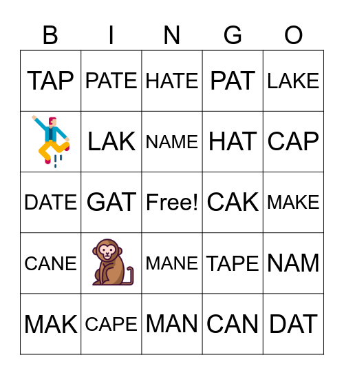 LONG A & SHORT A Bingo Card