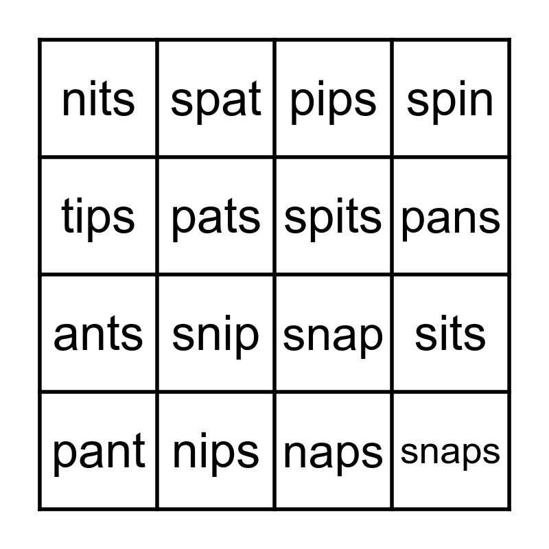 Level 1B - SATPIN Bingo Card