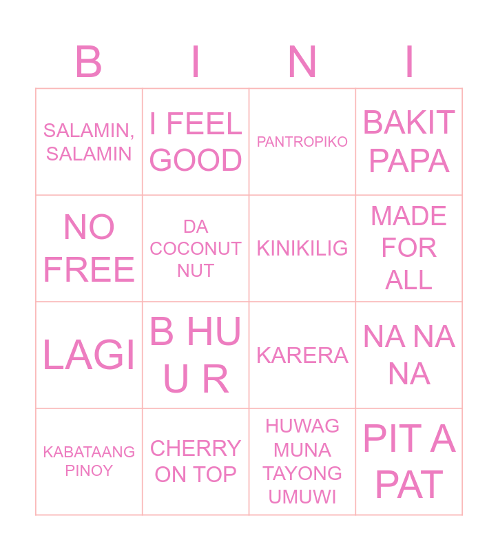 CLUB BINI PH Bingo Card