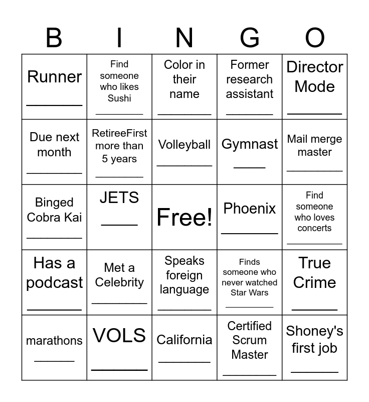 Implementation Bingo Card