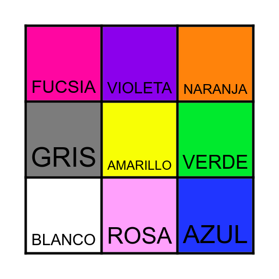 Bingo de colores 🌈 Bingo Card