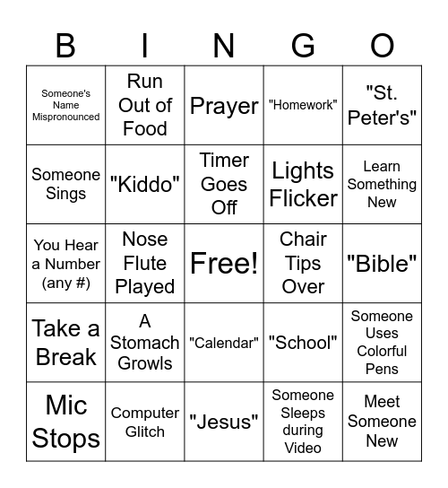 All Staff Meeting Bingo Card