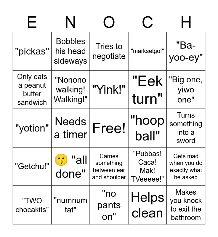 Enoch Bingo Card