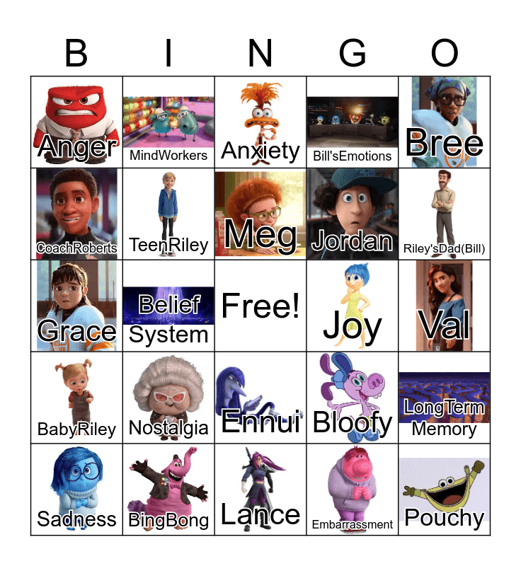 Inside Out Bingo Card