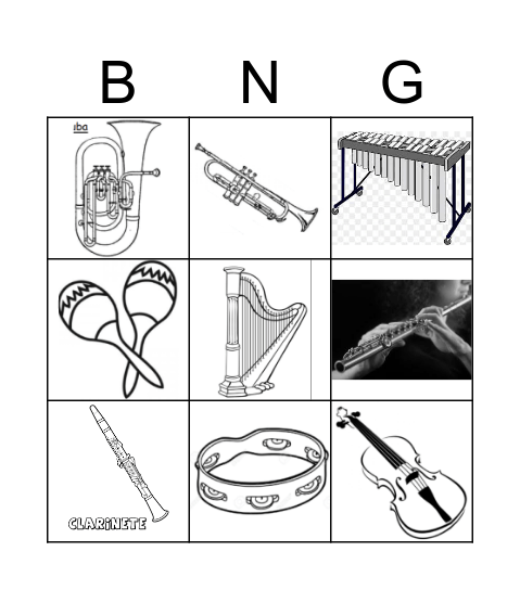 Instrumentos musicales Bingo Card