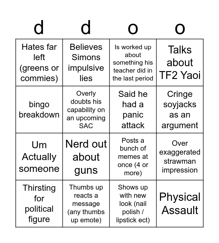 dome Bingo Card