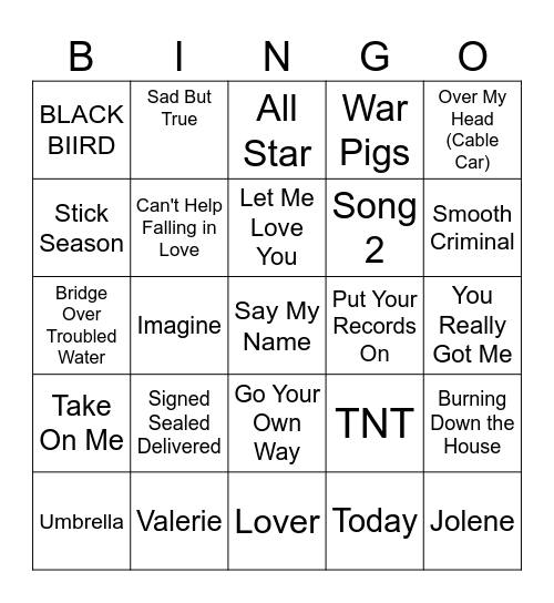 Five-0-Five Music Bingo - Covers 2 Bingo Card