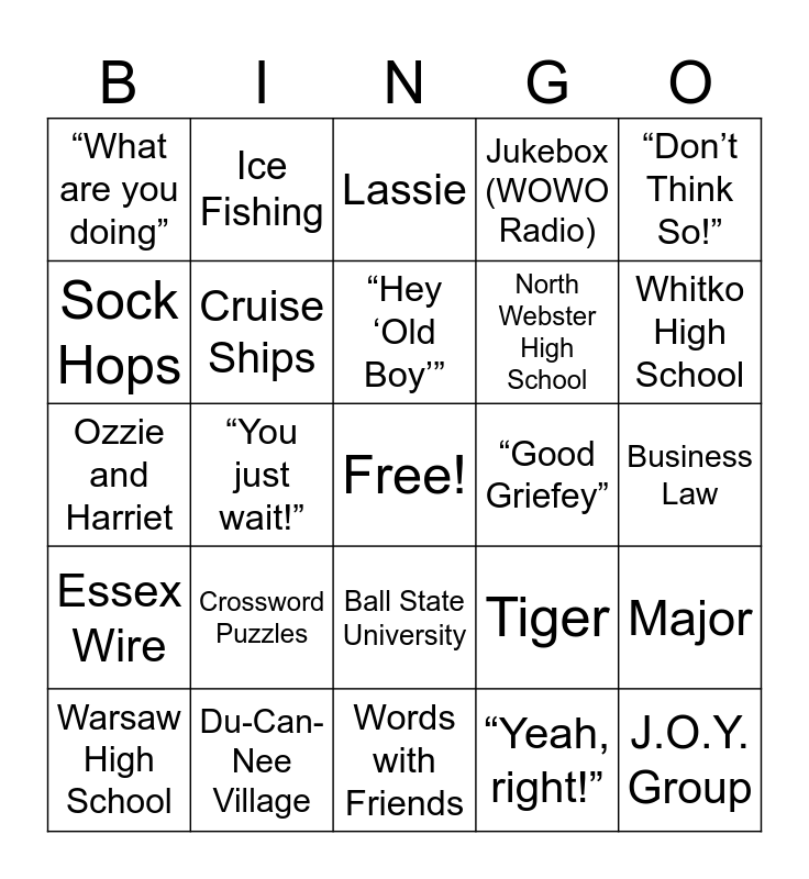 Ron’s 80th Celebration Bingo Card