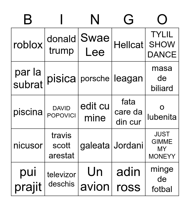 BINGO BLACK HARD EDITION Bingo Card