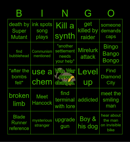 Fallout 4 Bingo Card