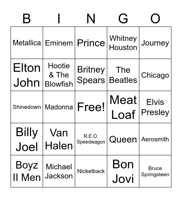 The Artists Bingo Card