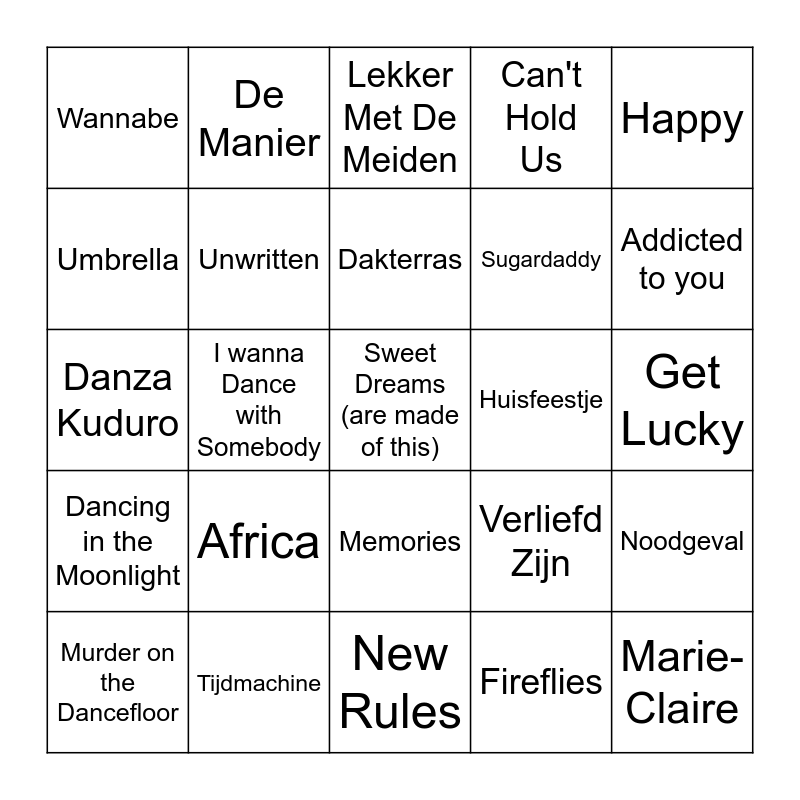 HITJES BINGO Card