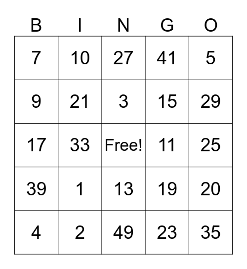 Prime/Composite Numbers Bingo Card