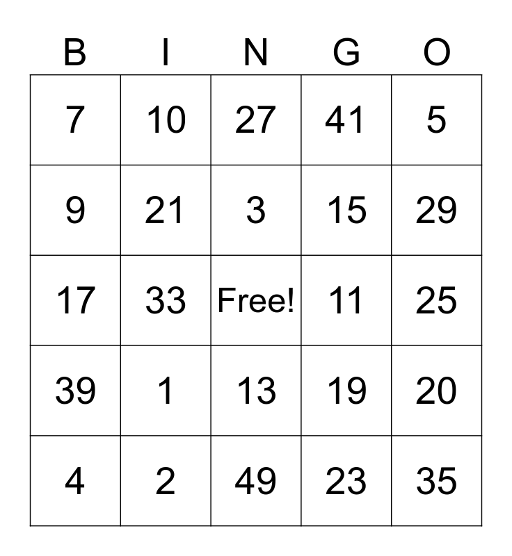 Prime/Composite Numbers Bingo Card