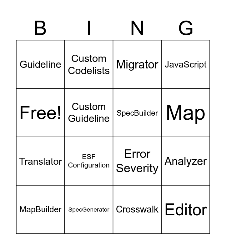 SpecBuilder Certification Bingo Card