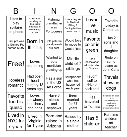 Billing & Group Records Bingo Card