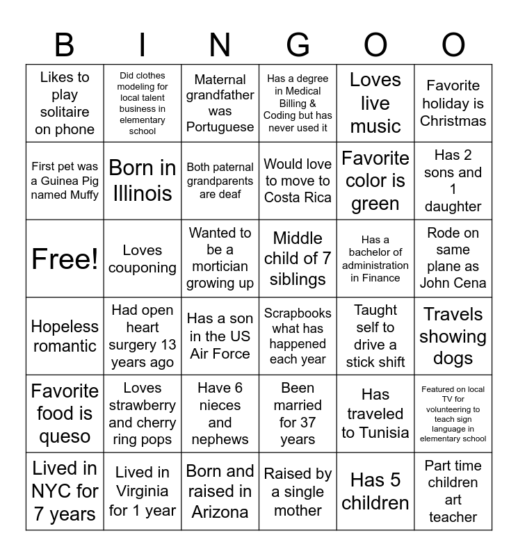 Billing & Group Records Bingo Card