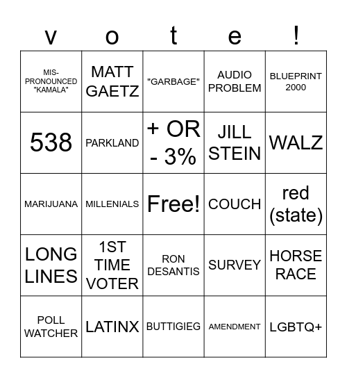 ELECTION BINGO Card