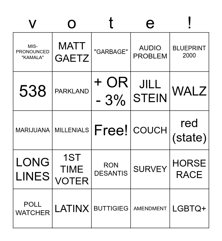 ELECTION BINGO Card