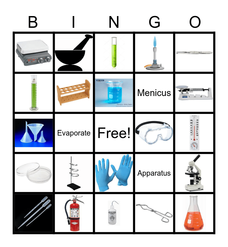 Lab Apparatus Bingo Card