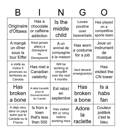 GUIDE BINGO Card