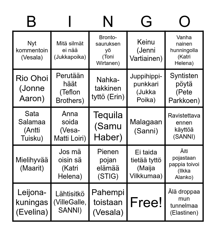 ALPON MUSABINGO! Bingo Card