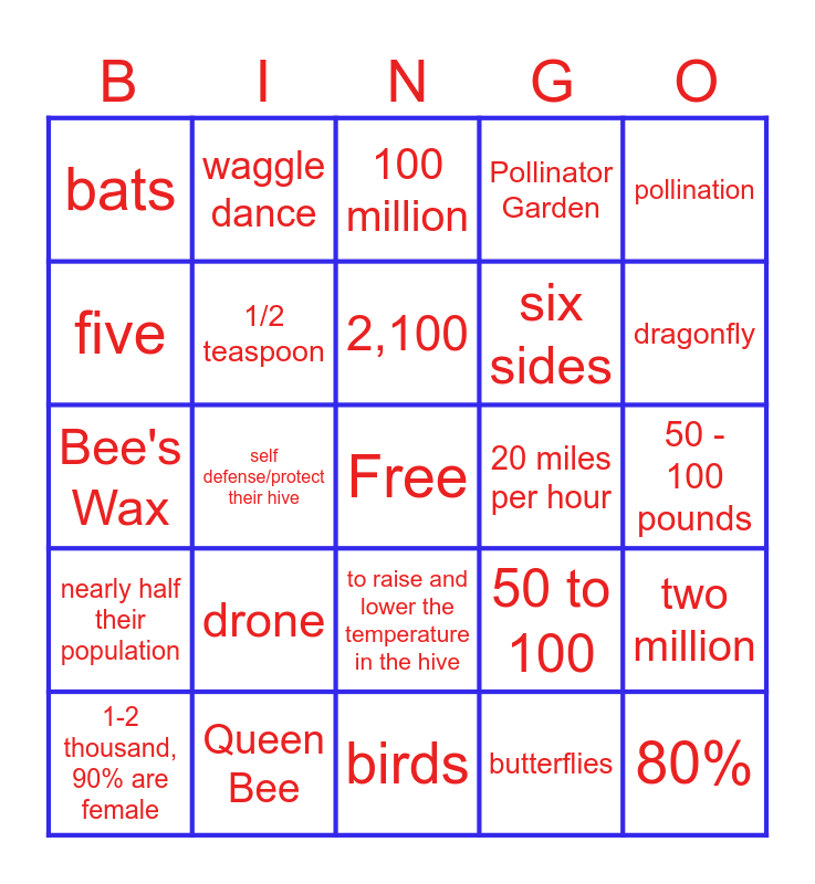 National Honey Bee Day Bingo Card