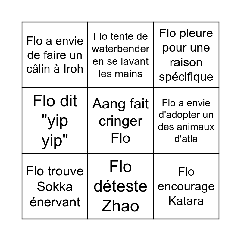 ATLA S1 Bingo Card
