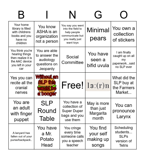 SLP Bingo Card