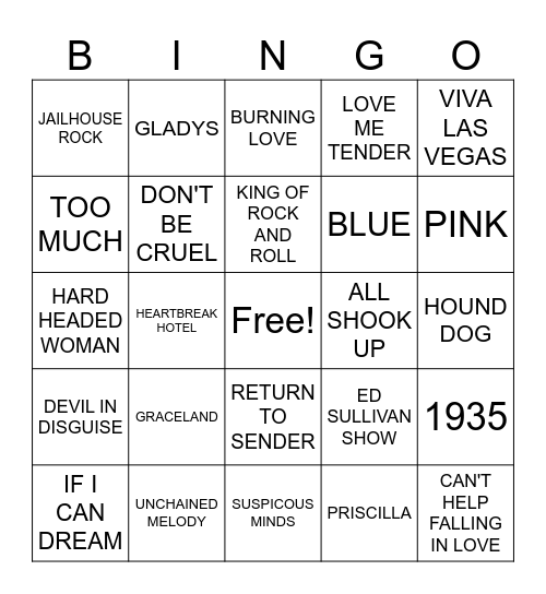ELVIS BINGO Card