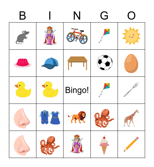 First letter bingo Card