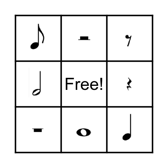 Note and Rest Value Bingo Card