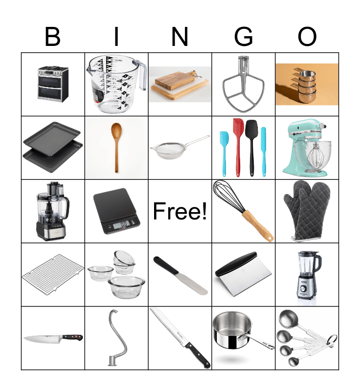 Culinary Arts 2 Equipment Bingo Card