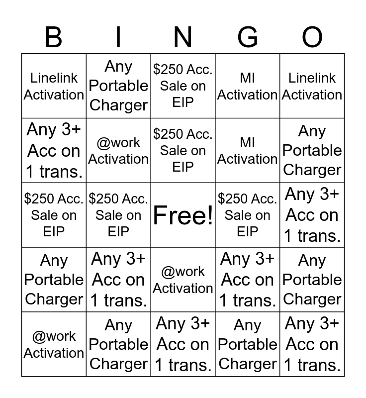 Fast Finish Bingo Bingo Card