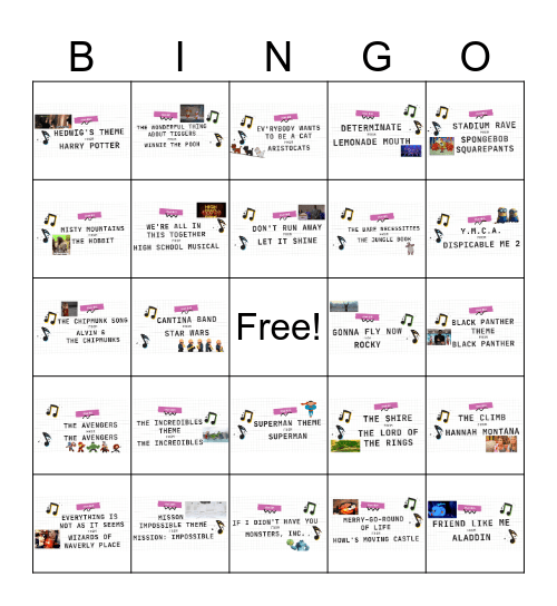 Soundtrack Bingo Card