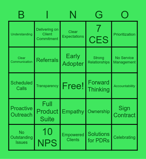 GREEN Week Round 2 Bingo Card