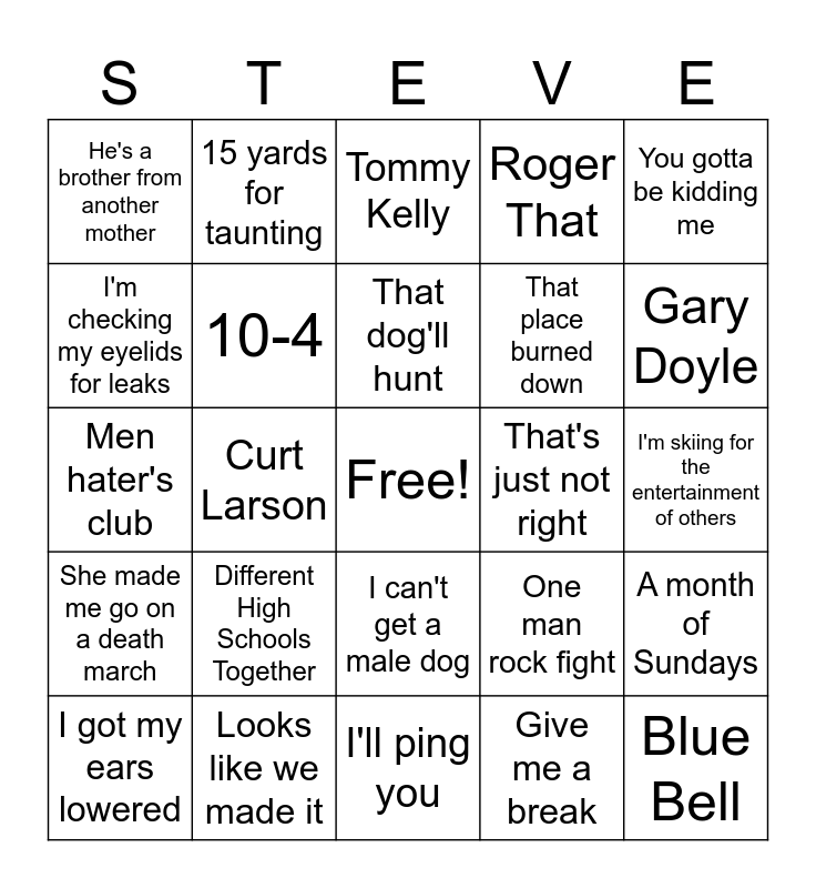 Happy Birthday, Steve!!! Bingo Card