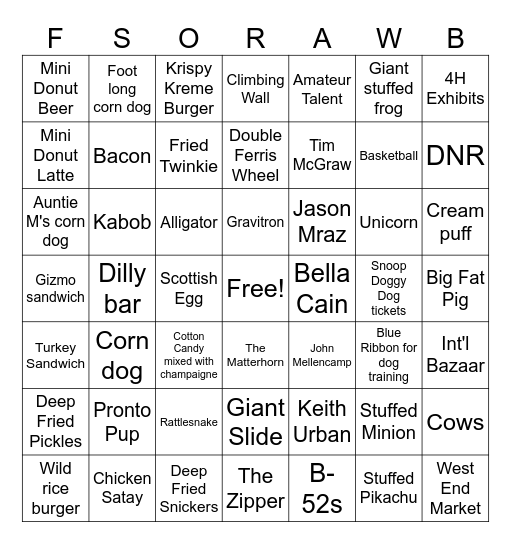 STATE FAIR BINGO Card